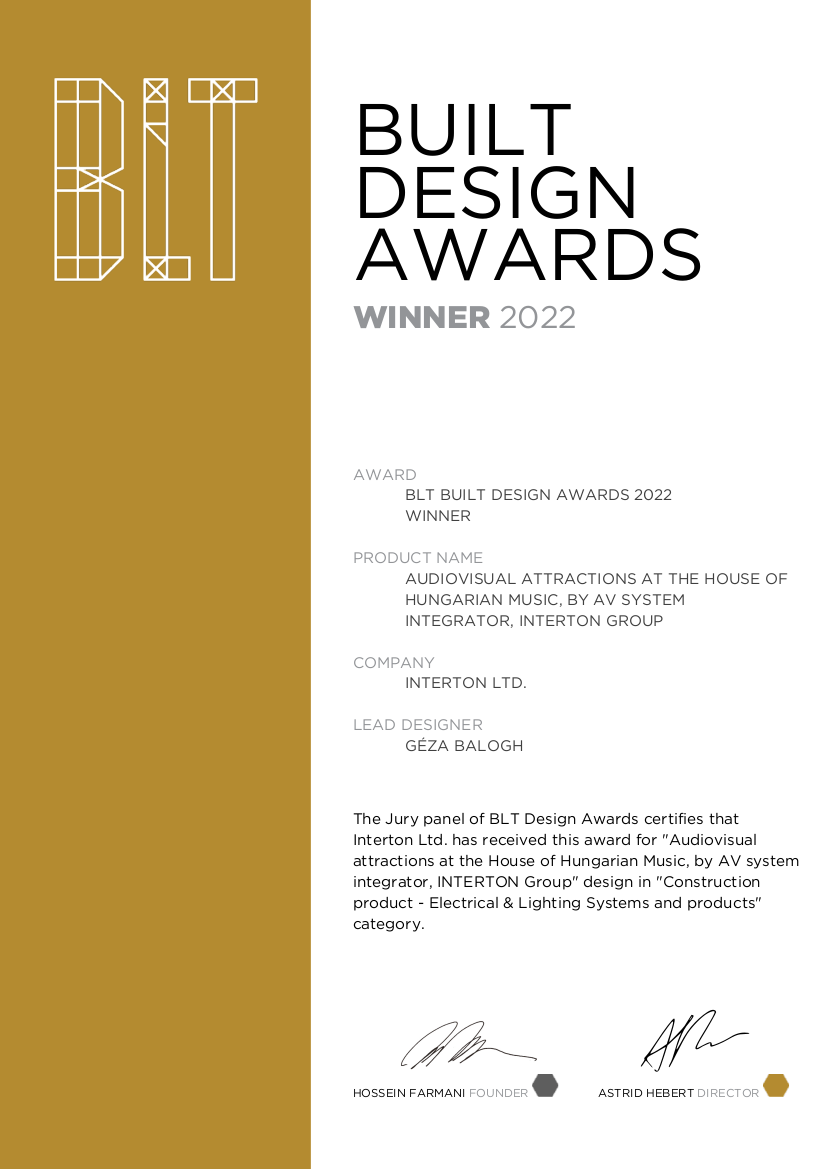 BLT Built Design Awards díjat nyert az INTERTON Group – interton